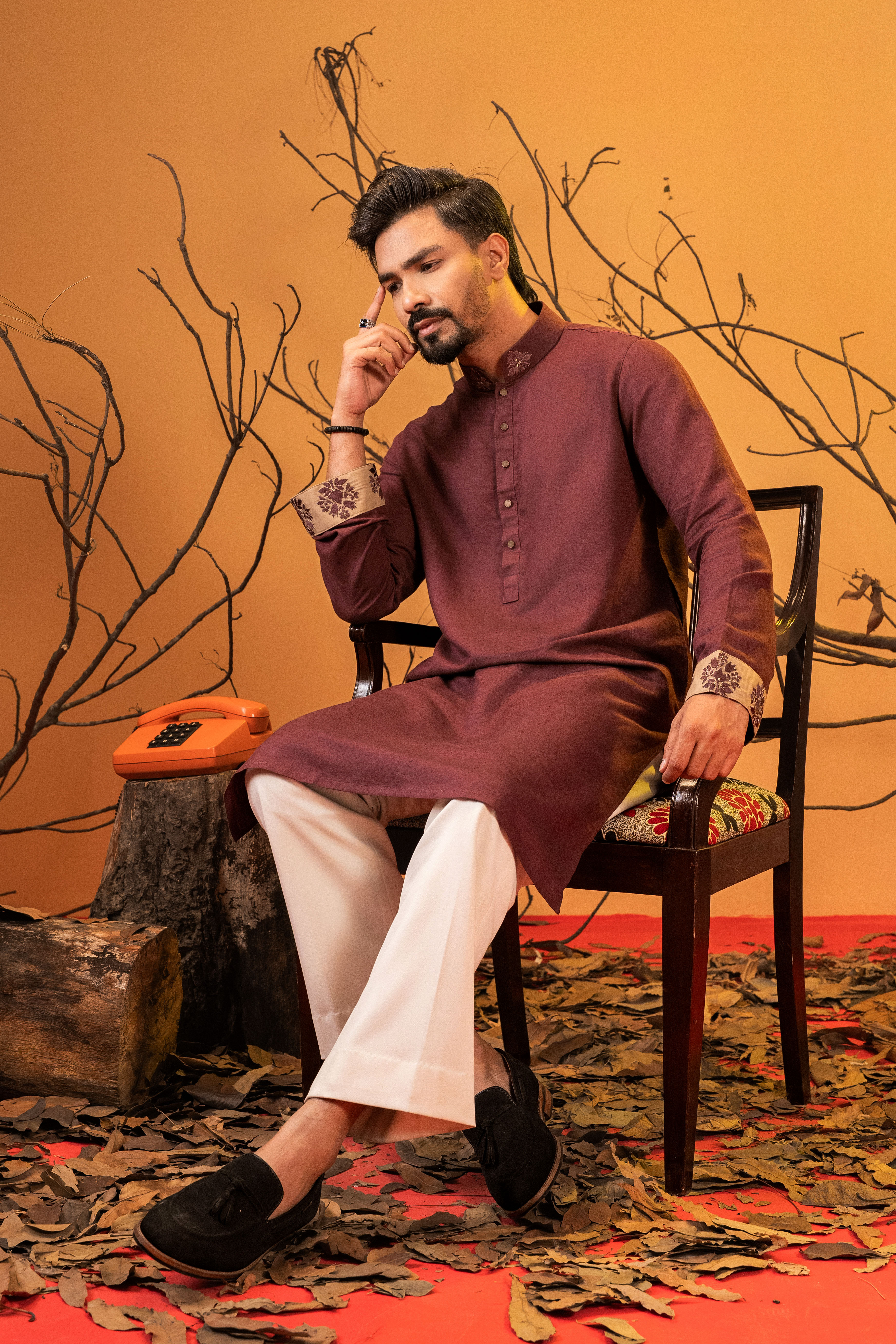 Meher - A Signature of Wishes Dark maroon Panjabi | Eclipse Zeno